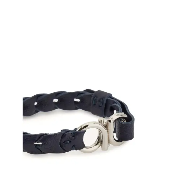 FERRAGAMO Gancini Braided Leather Bracelet