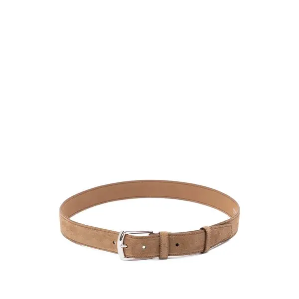 Prada Calf Suede Belt With Silver-tone Hardware - Brown