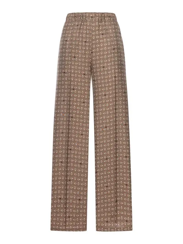 Max Mara Printed Silk Twill Wide Leg Trousers - Multicolor