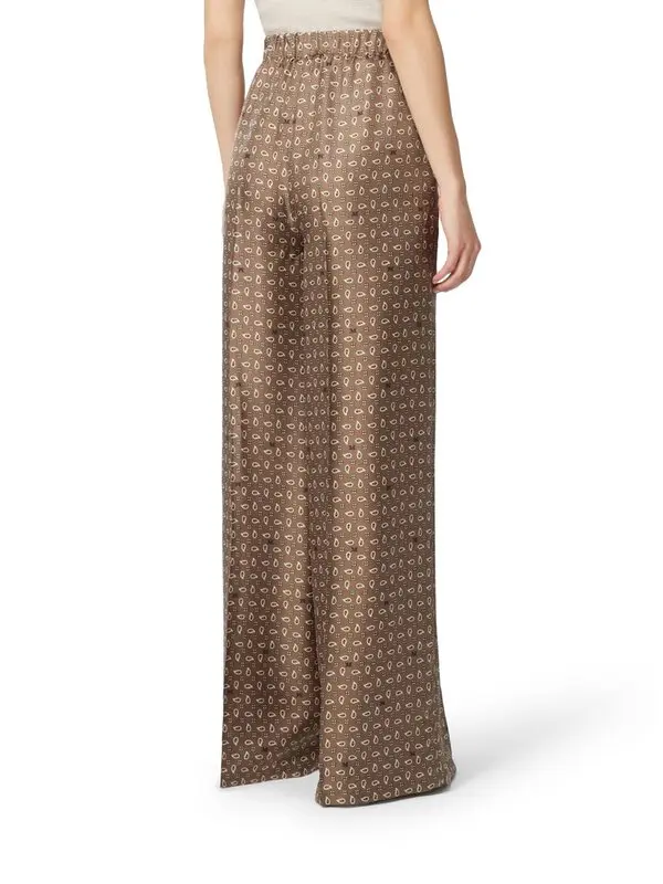 Max Mara Printed Silk Twill Wide Leg Trousers - Multicolor
