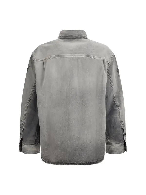Off-White Diag Military Overshirt In Denim - Gray