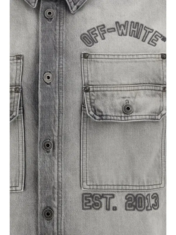 Off-White Diag Military Overshirt In Denim - Gray
