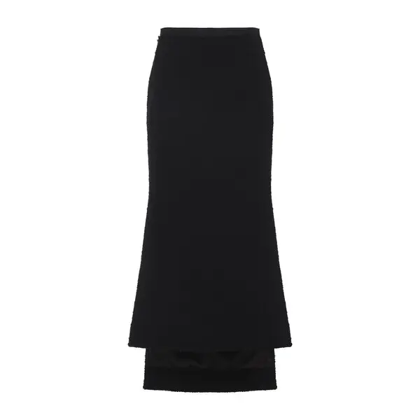 LANVIN Asymmetric Straight-fit Virgin Wool Bouclé Skirt - Black