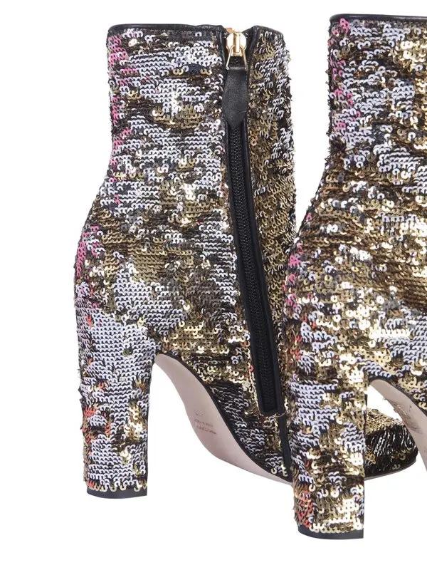 Paris Texas Sequin Ankle Boots - Gold