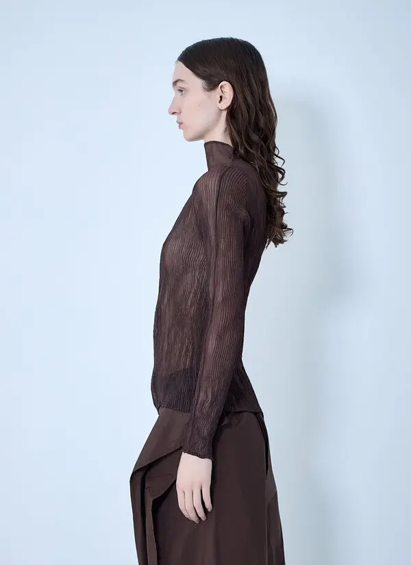 Issey Miyake Chiffon Twist Top - Brown