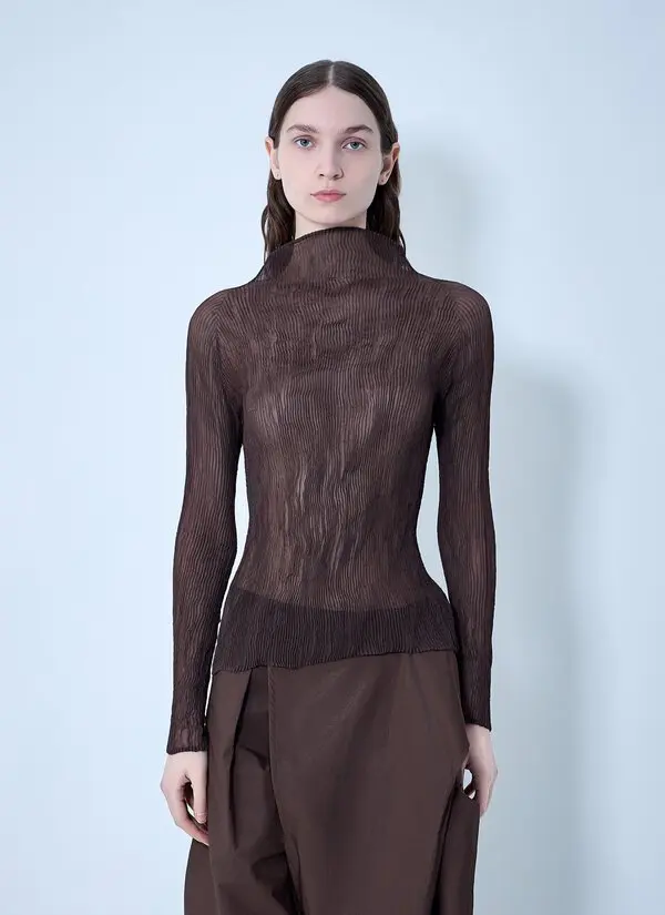 Issey Miyake Chiffon Twist Top - Brown