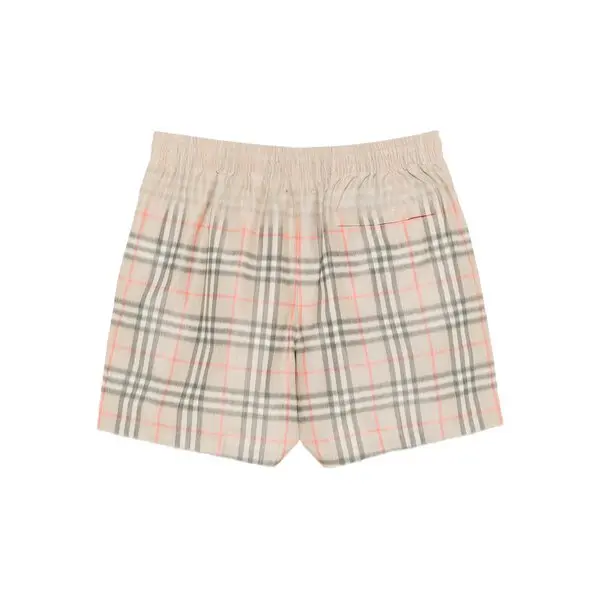 Burberry Beachwear Swim Shorts With Checkered Pattern - Cream