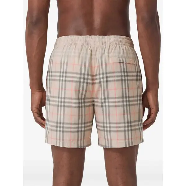 Burberry Beachwear Swim Shorts With Checkered Pattern - Cream