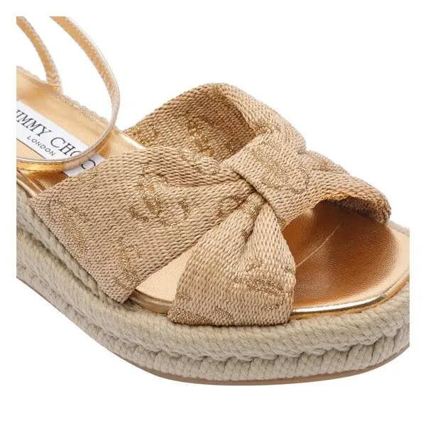 JIMMY CHOO Aella Embellished Wedge Sandals - Gold