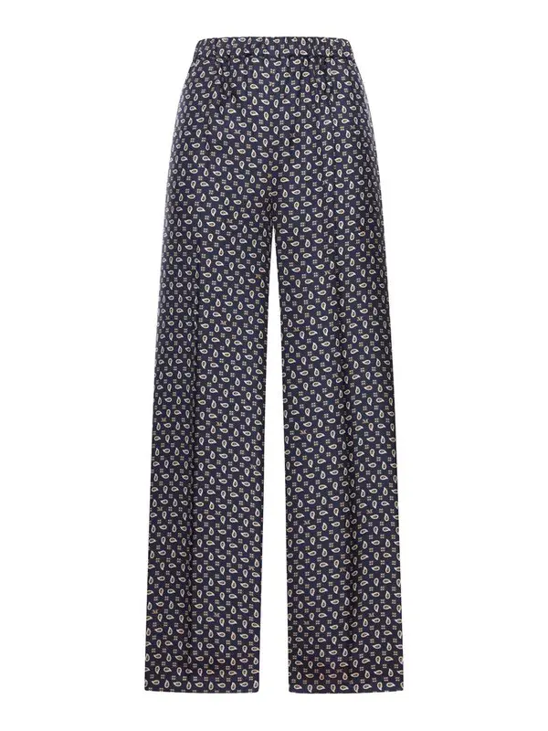 Max Mara Printed Silk Twill Wide Leg Trousers - Multicolor