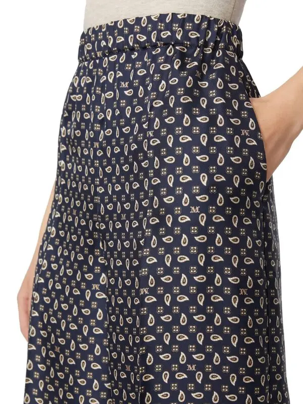 Max Mara Printed Silk Twill Wide Leg Trousers - Multicolor
