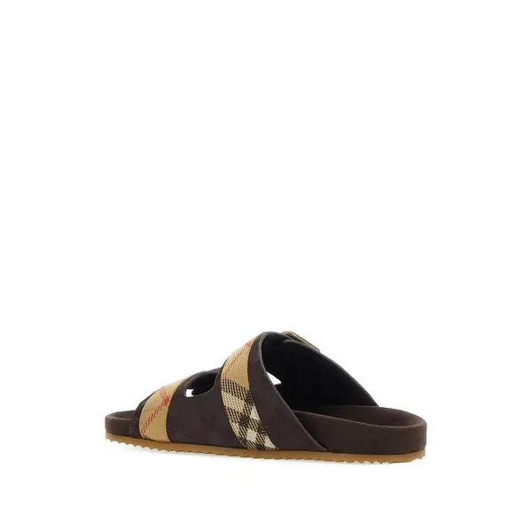 Burberry Check Pattern Buckled Sandals