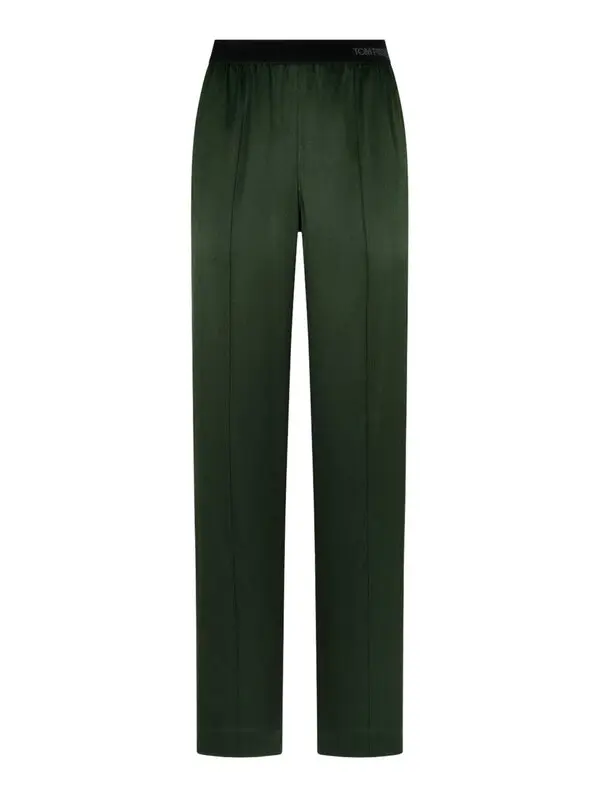TOM FORD Stretch Silk Satin Trousers - Green
