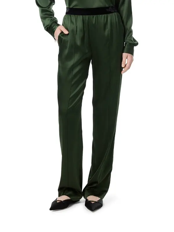 TOM FORD Stretch Silk Satin Trousers - Green
