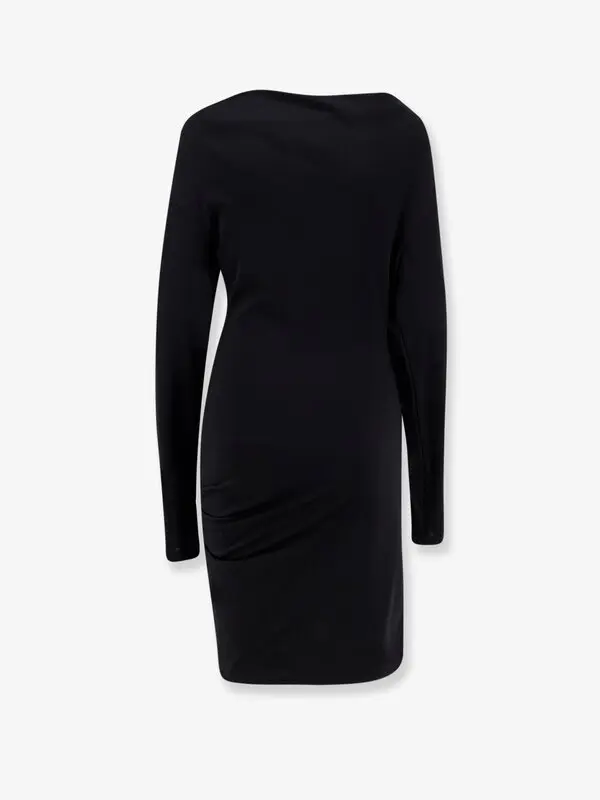 Max Mara Virgin Wool Dress With Draped Back - Multicolor