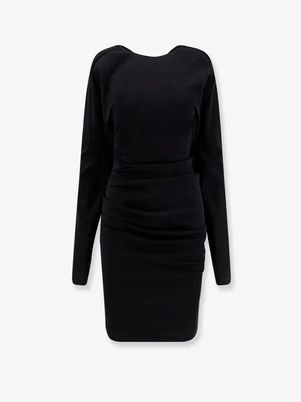 Max Mara Virgin Wool Dress With Draped Back - Multicolor
