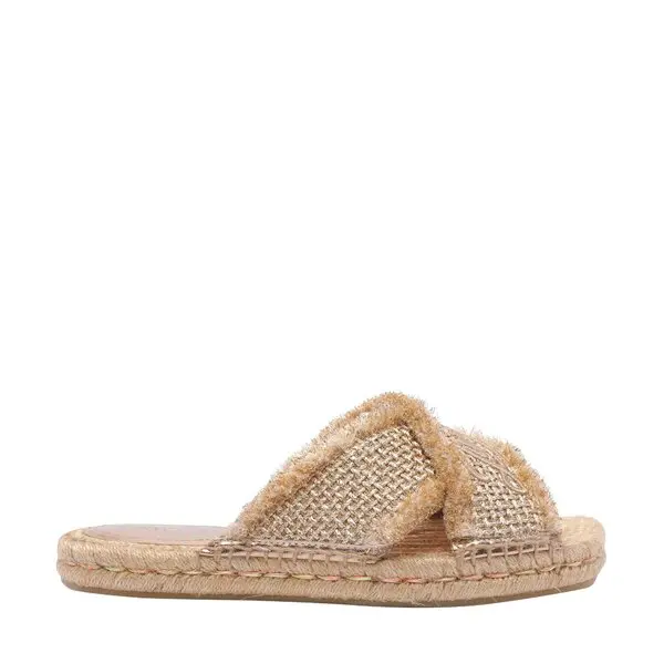 JIMMY CHOO Aciel Raffia Effect Flat Sandals - Cream