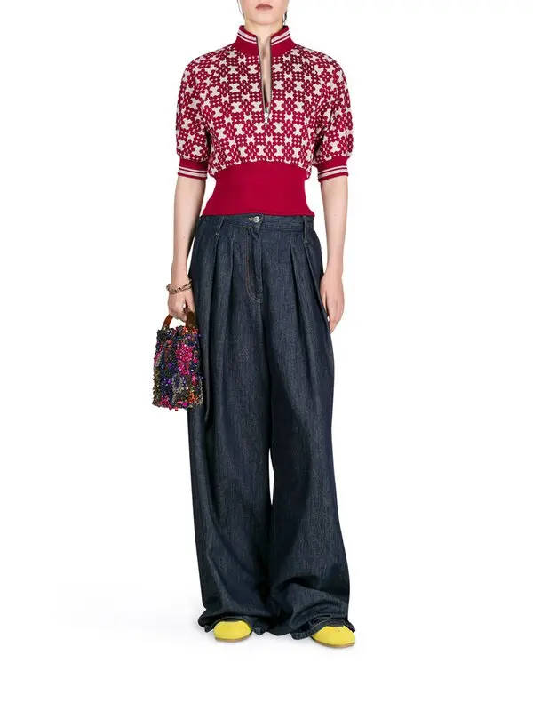 Dries Van Noten Wide Leg Jeans With Darts - Brown