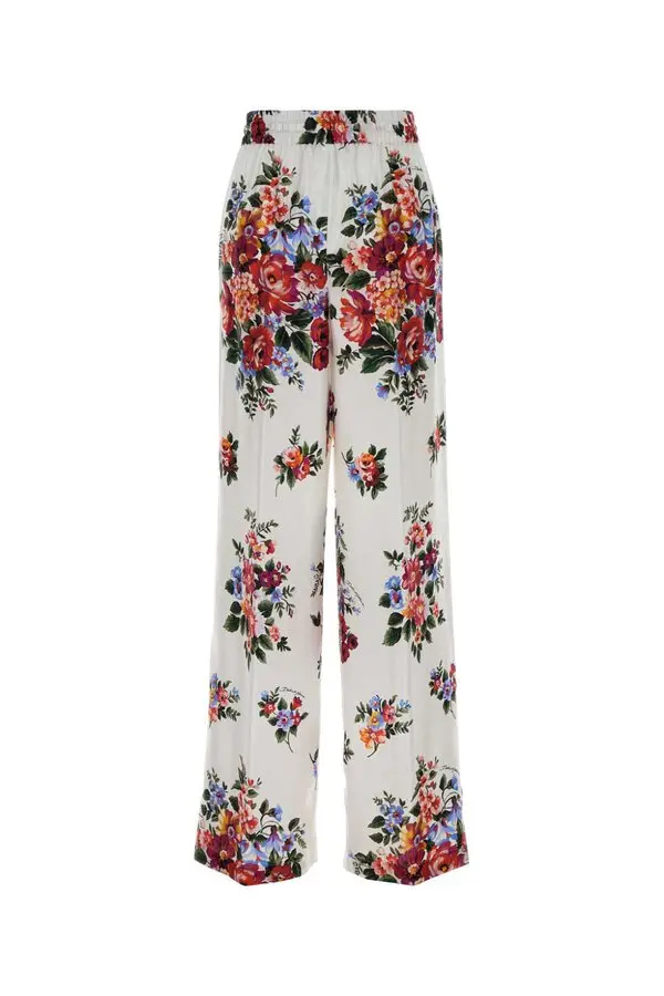 Dolce & Gabbana Printed Twill Wide-leg Pants - Multicolor