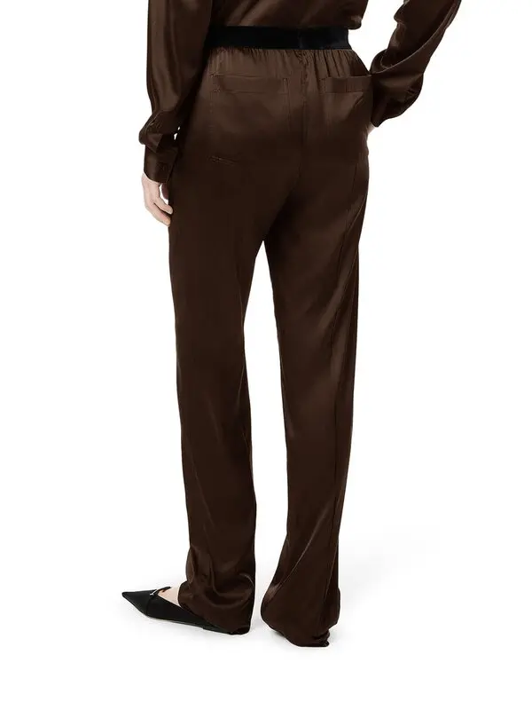 TOM FORD Stretch Silk Satin Trousers - Brown