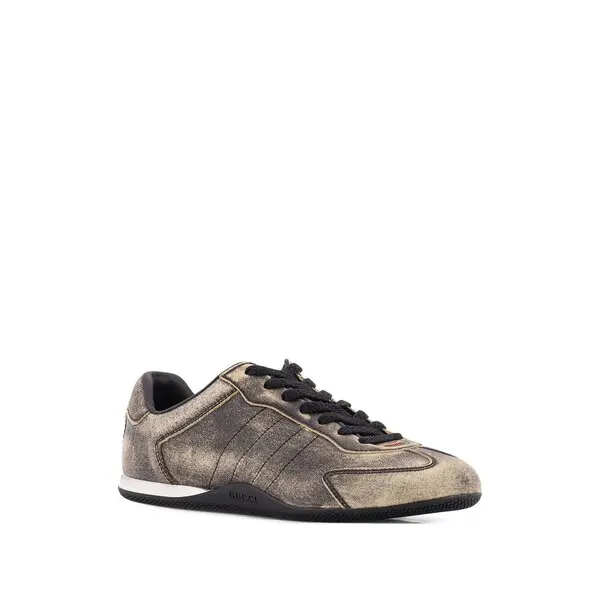 Gucci Distressed Effect Web Stripe Detail Sneakers