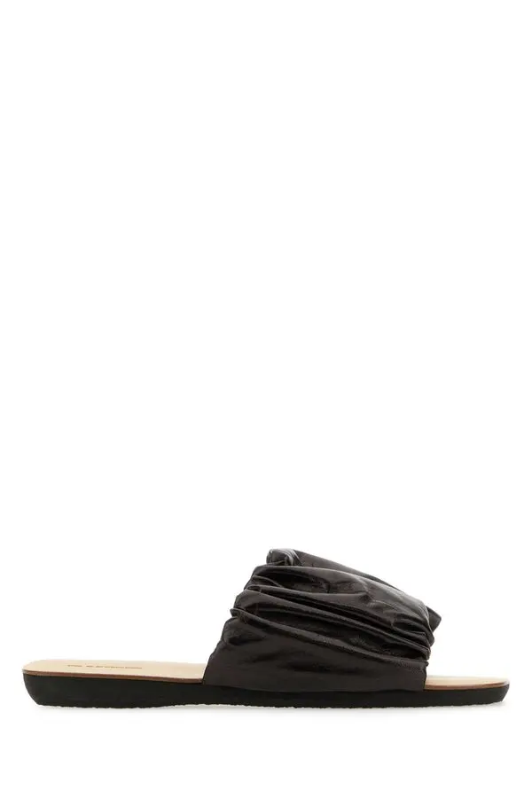 JIL SANDER Leather Slippers - Brown