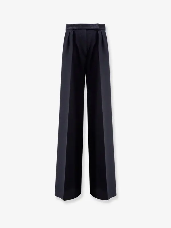 Max Mara Virgin Wool Crinkled Wide-leg Trousers