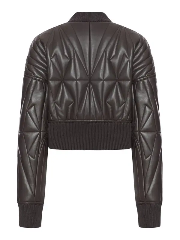 Moncler Geometric Quilted Leather Bomber Jacket