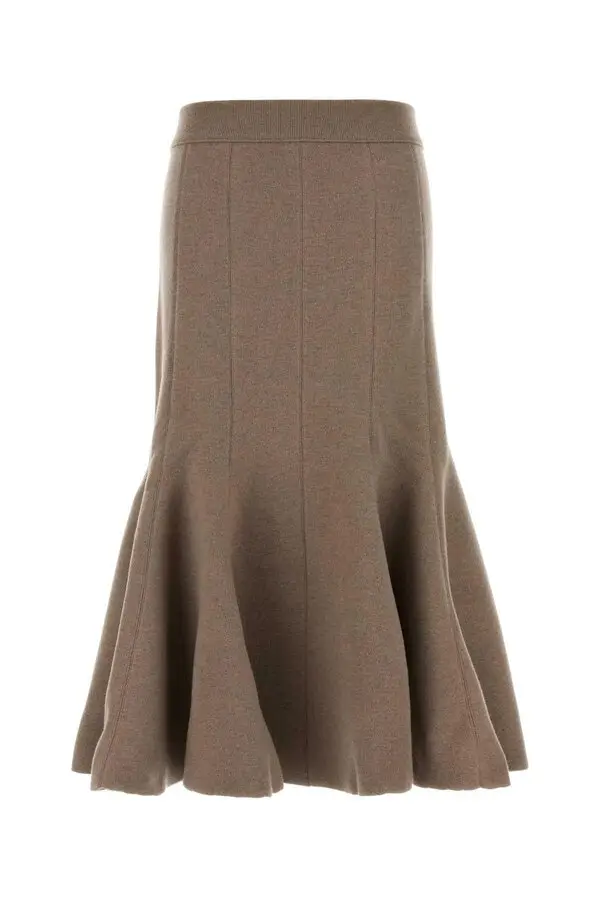 Bottega Veneta Cappuccino Cashmere Blend Skirt - Brown
