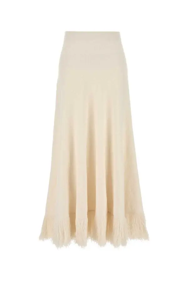 Bottega Veneta Ivory Boucle Skirt - White