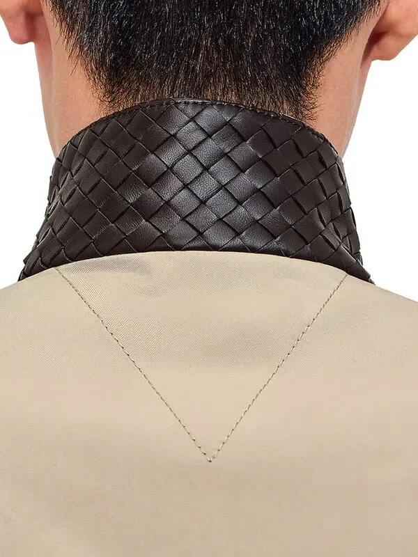 Bottega Veneta Cotton Blouson Jacket With Woven Leather Collar