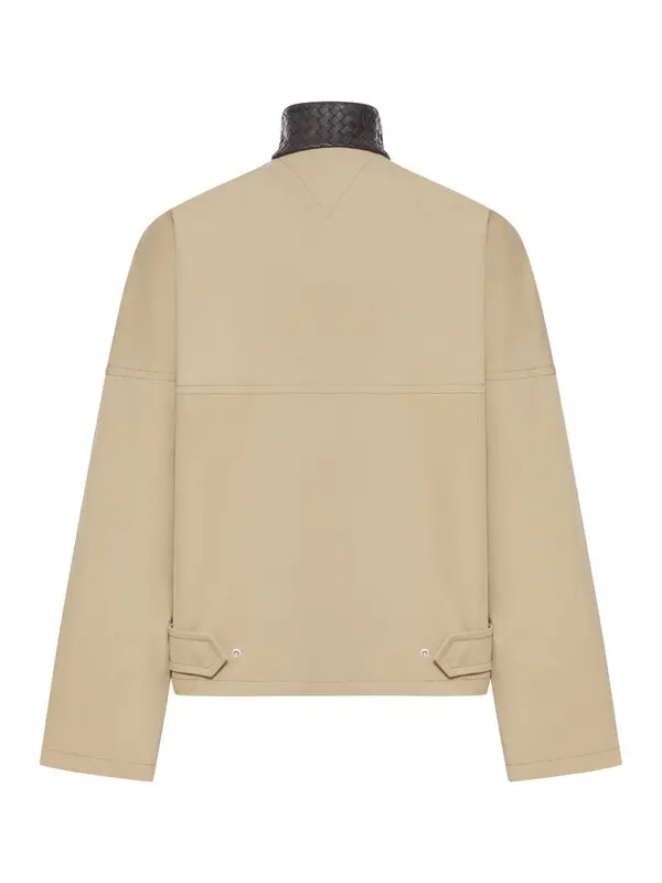 Bottega Veneta Cotton Blouson Jacket With Woven Leather Collar