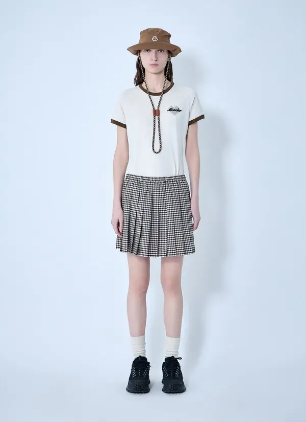 Moncler Embroidered Cotton Jersey Ringer T-shirt - Cream