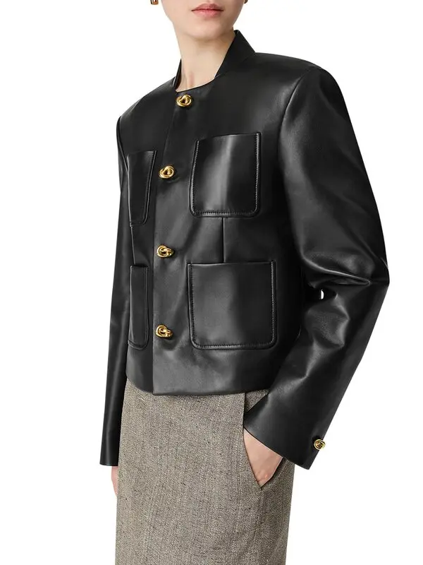 Bottega Veneta Nappa Leather Jacket With Metal Snap Buttons