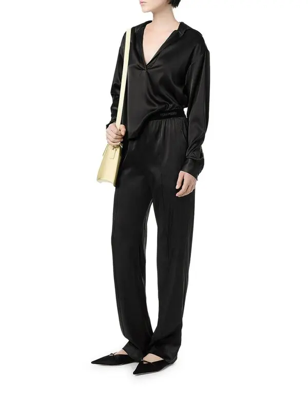 TOM FORD Stretch Silk Satin Trousers - Black