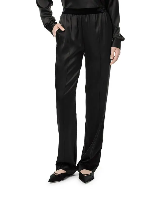 TOM FORD Stretch Silk Satin Trousers - Black