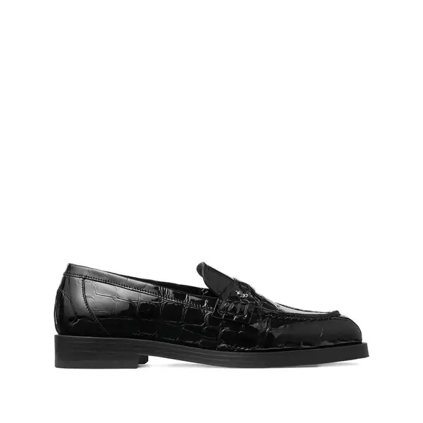 JIMMY CHOO Crocodile-embossed Leather Loafers - Black