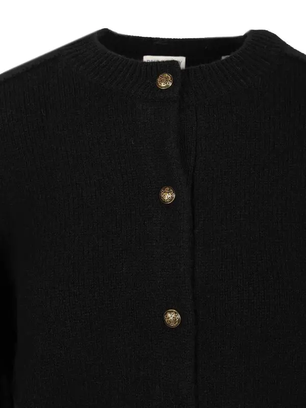 Burberry Cashmere Crewneck Cardigan With Equestrian Knight Motif - Black