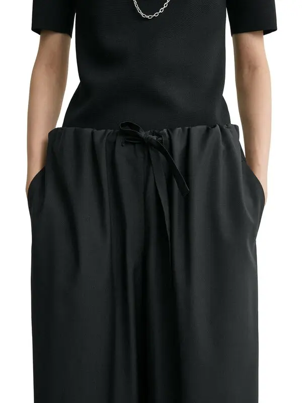 TOTEME Wool Trousers With Drawstring Waist - Black