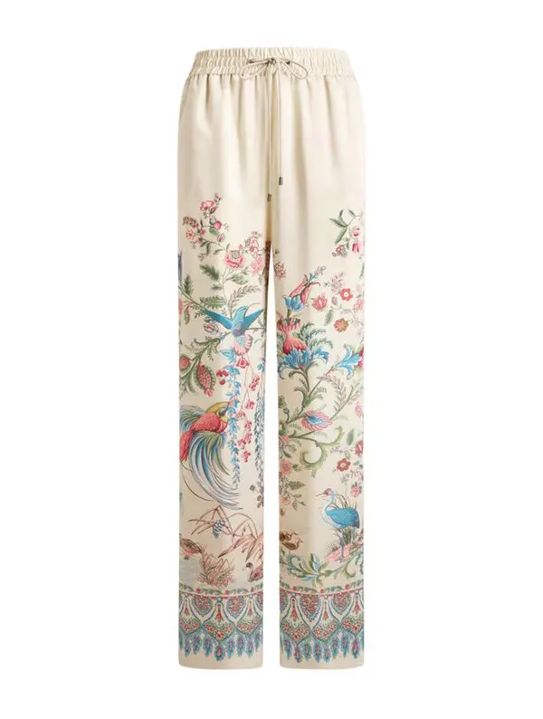 Etro Wide-leg Trousers With Flora And Fauna Print