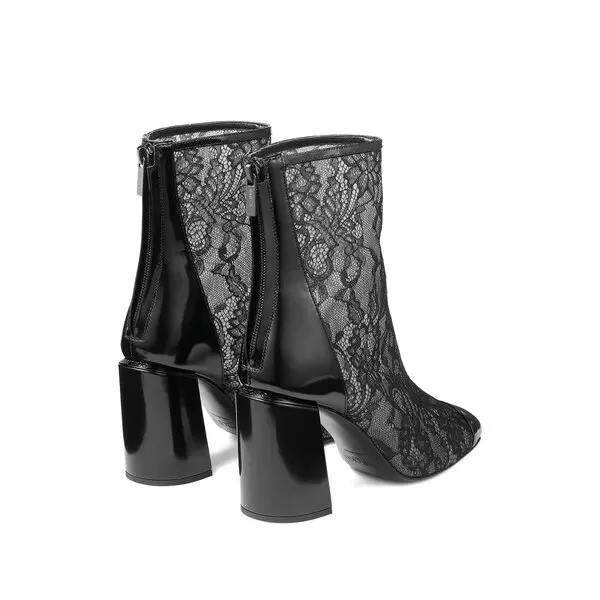 JIMMY CHOO Lace Paneled Block Heel Boots