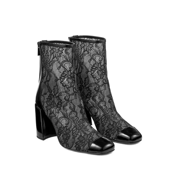 JIMMY CHOO Lace Paneled Block Heel Boots