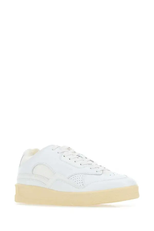 JIL SANDER Leather And Fabric Basket Sneakers - White