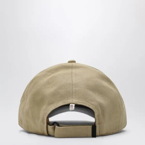Moncler Cotton Baseball Cap With Logo Patch - Cream