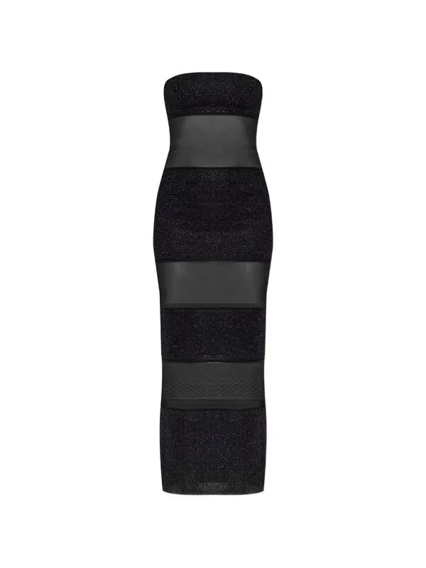 Oseree Long Bandeau Dress - Black