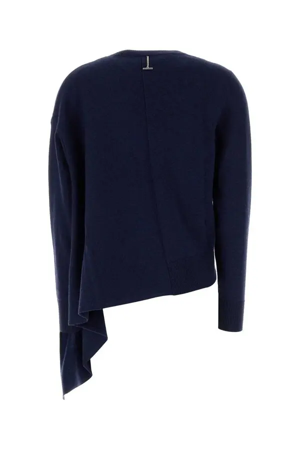 Alexander McQueen Asymmetrical Cashmere Blend Crewneck Sweater - Blue