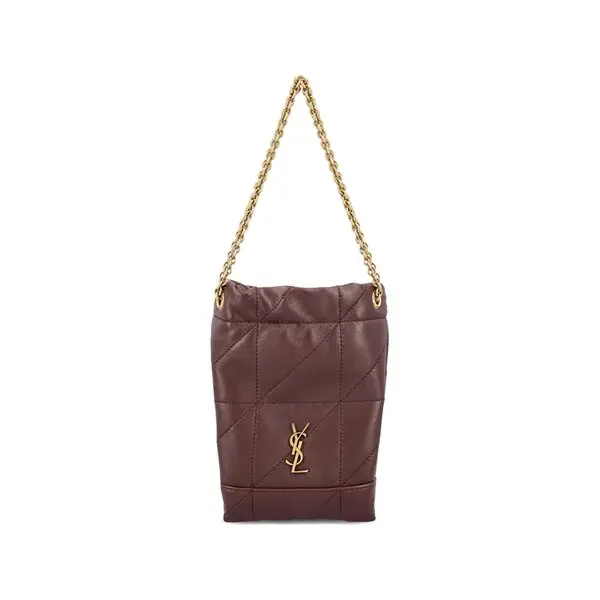 Saint Laurent Quilted Lamb Skin Bucket Bag - Red