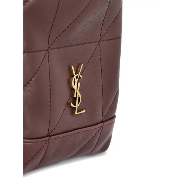 Saint Laurent Quilted Lamb Skin Bucket Bag - Red