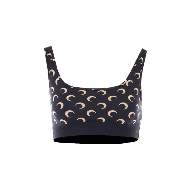 MARINE SERRE Recycled Moon Jersey Sport Bra - Black