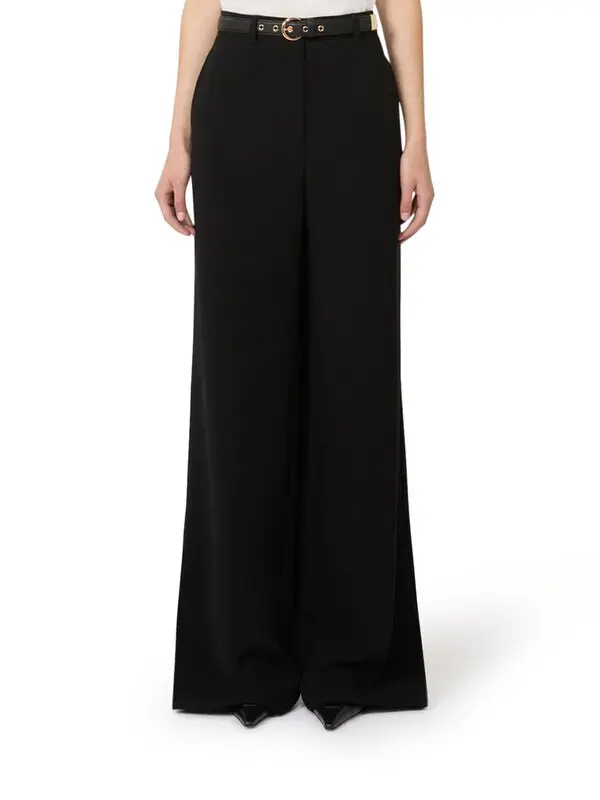 Max Mara Wide Leg Cady Trousers With Leather Belt